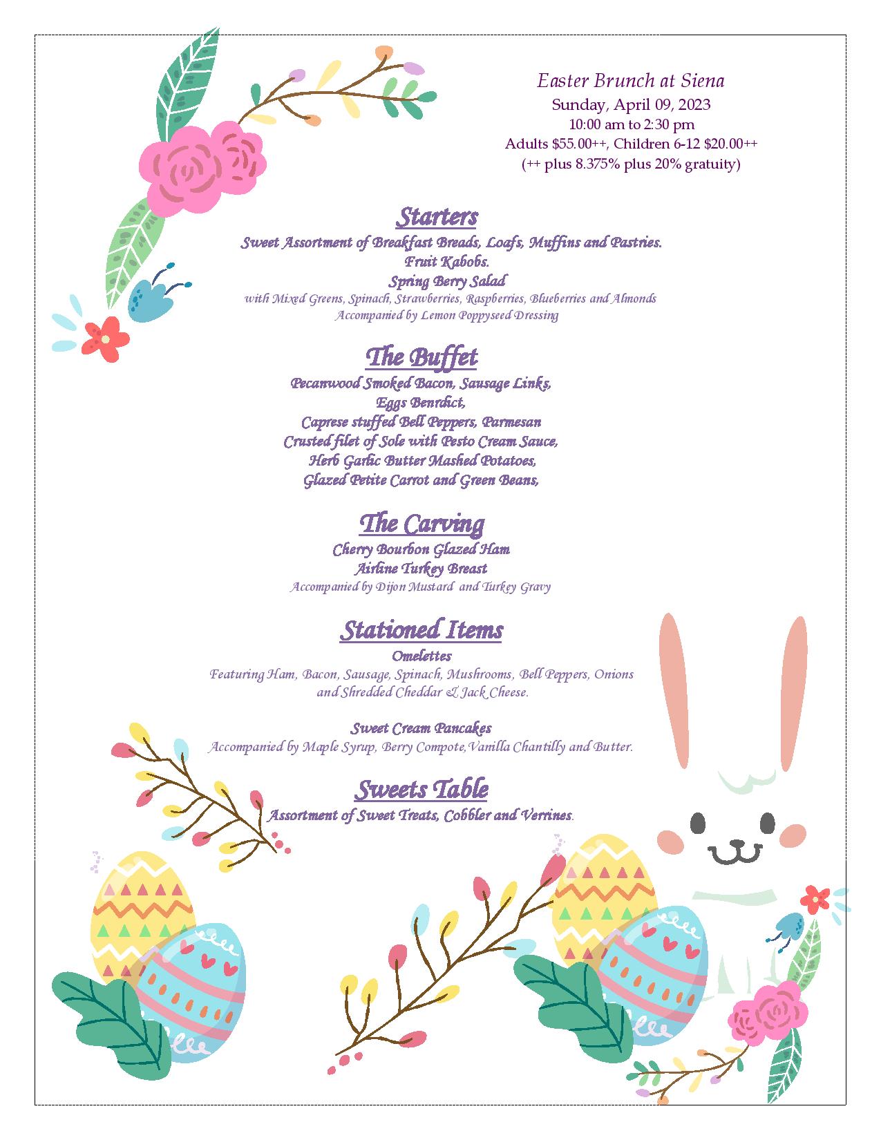 Easter Brunch at Siena Bistro